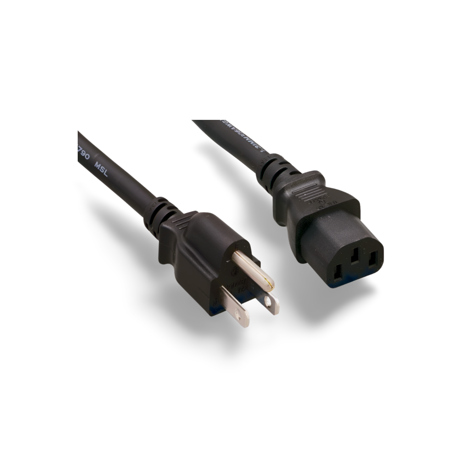 10ft Universal Power Cord NEMA 5-15P to IEC320C13 18 AWG - Black ...