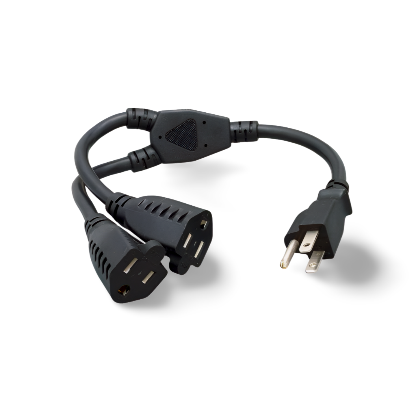 1ft 16 AWG 1 to 2 Power Cord Splitter - Black | SolutionCables.com
