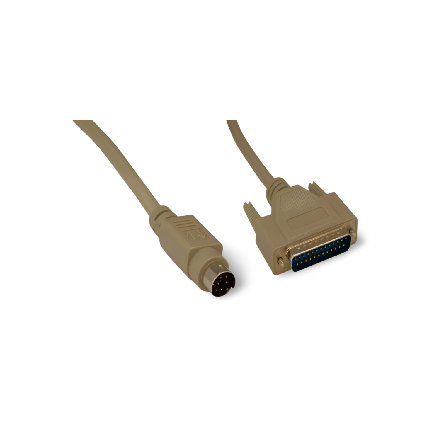 6ft Mini DIN 8 Male to DB25 Male Serial Cable - Beige | SolutionCables.com
