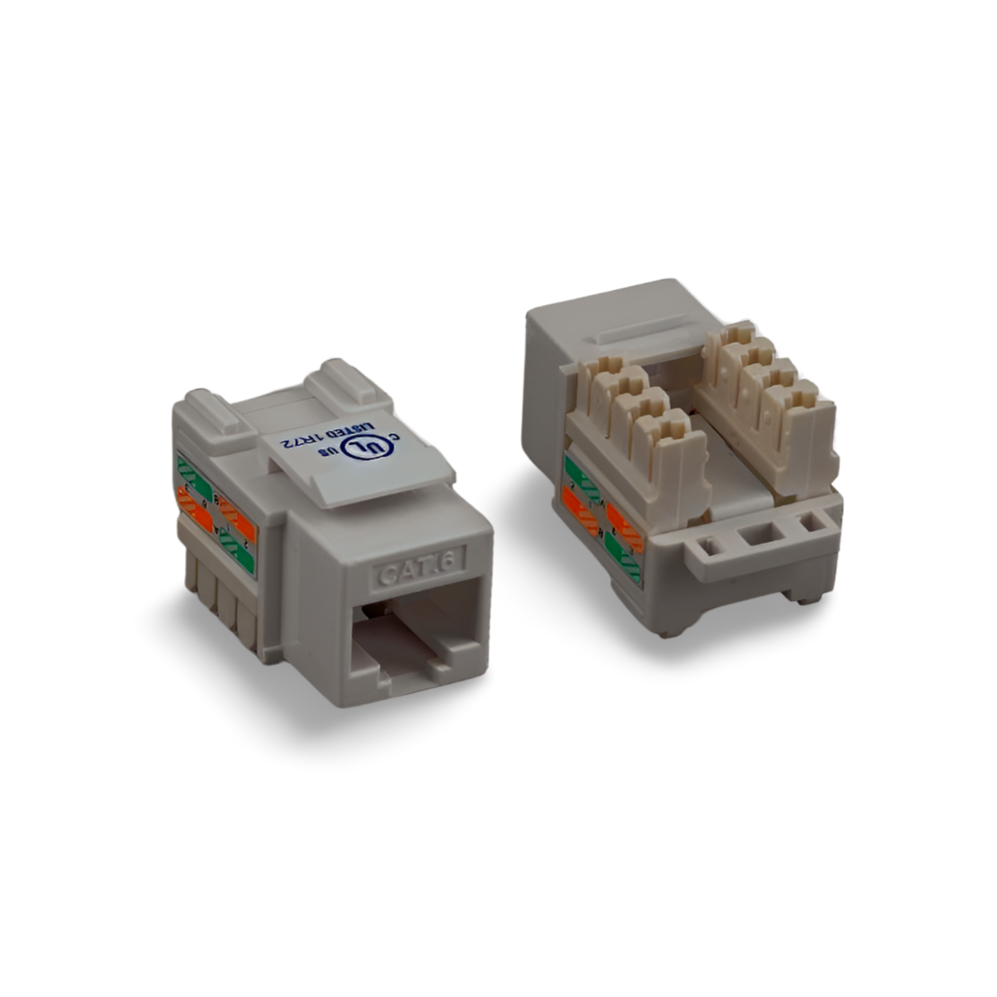 Cat6 RJ45 Punch Down Keystone Jack - White | SolutionCables.com